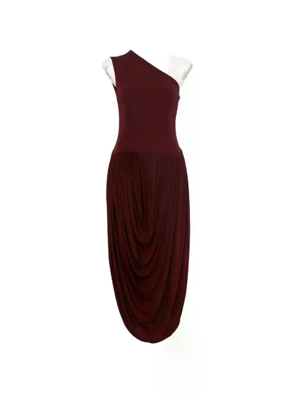 Brandon Maxwell Asymmetri-neck Midi Dress