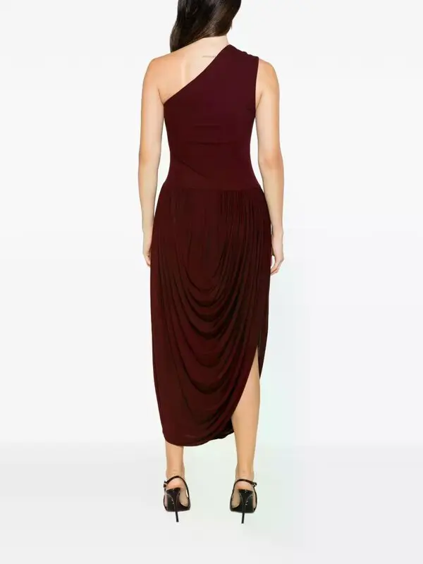 Brandon Maxwell Asymmetri-neck Midi Dress