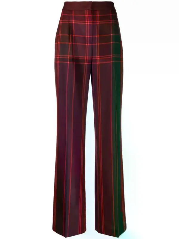 Alberta Ferretti Plaid-check Pattern Wide-leg Trousers - Red