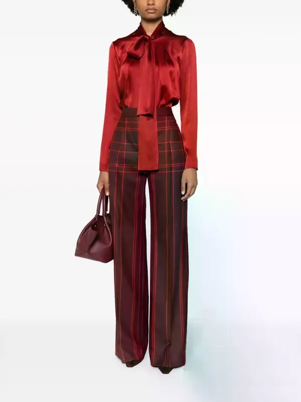 Alberta Ferretti Plaid-check Pattern Wide-leg Trousers