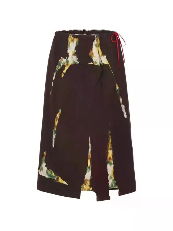 Prada Bonded Gabardine Skirt With Devoré Effect