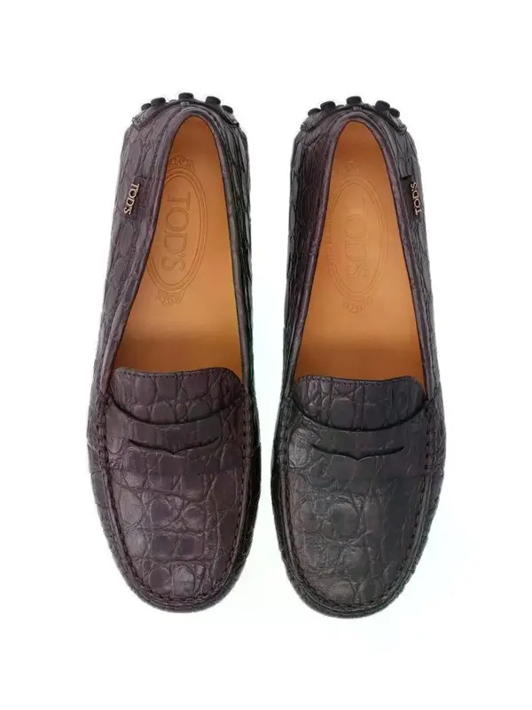 TOD'S Gommino Crocodile-effect Leather Loafers