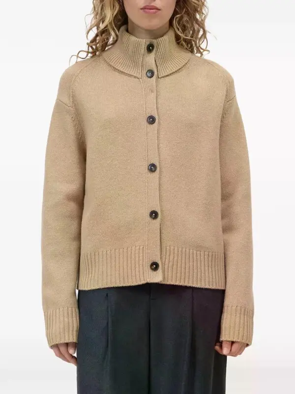 Closed Button-up Roll-neck Cardigan