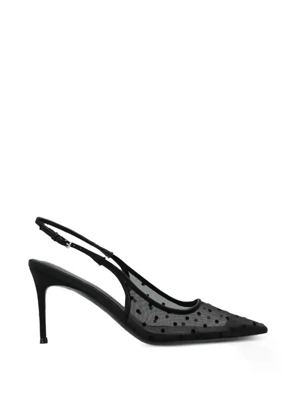 BLACK SUEDE STUDIO Marina Polka-dot Mesh Slingback Pumps - Black