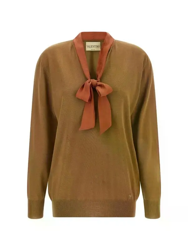 Valentino Garavani Lavallière Floral-jacquard Sweater - Brown