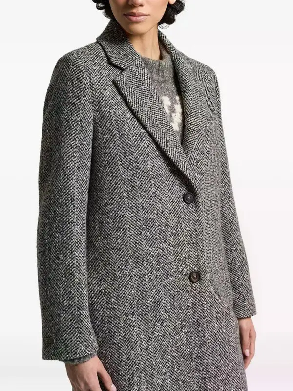 Peserico Herringbone-pattern Notched-lapels Coat