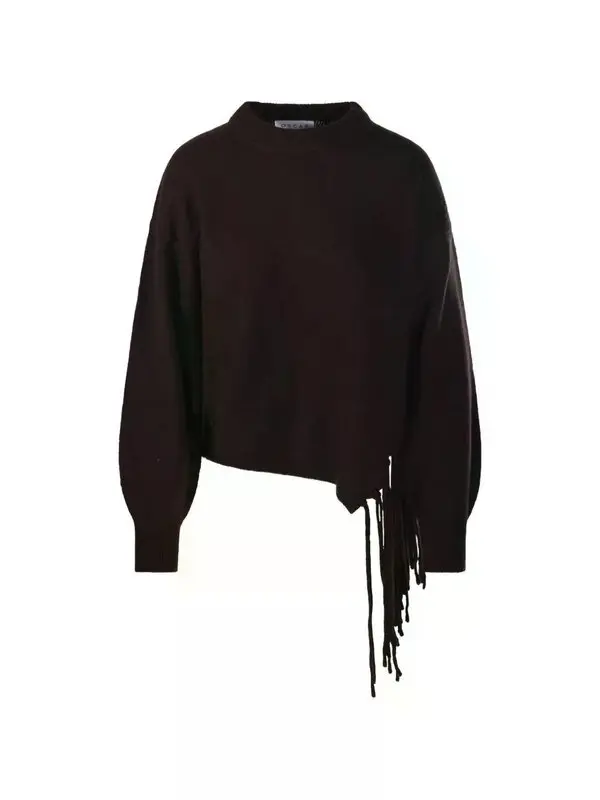 OSCAR THE COLLECTION Fringe-trim Asymmetric Sweater