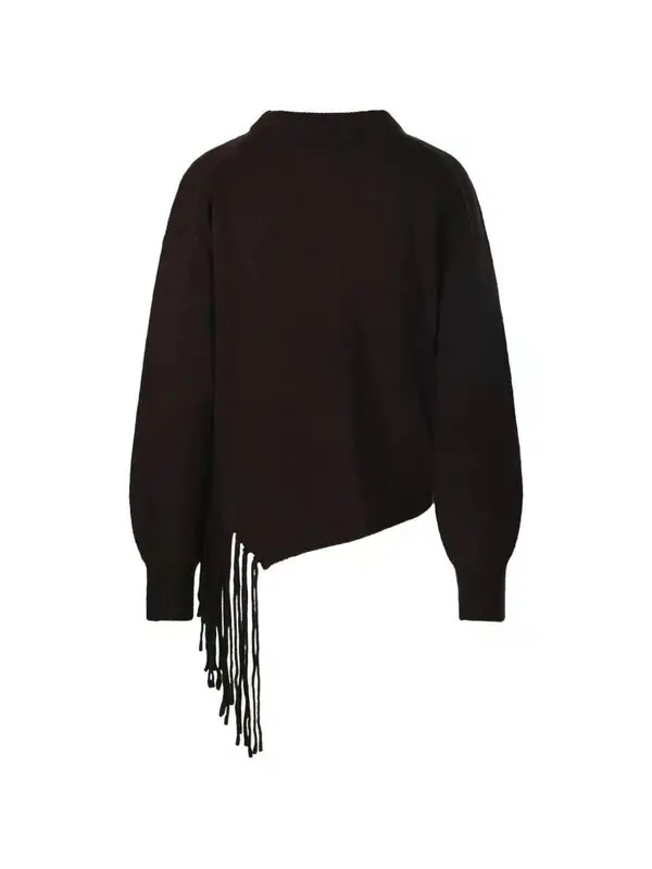 OSCAR THE COLLECTION Fringe-trim Asymmetric Sweater