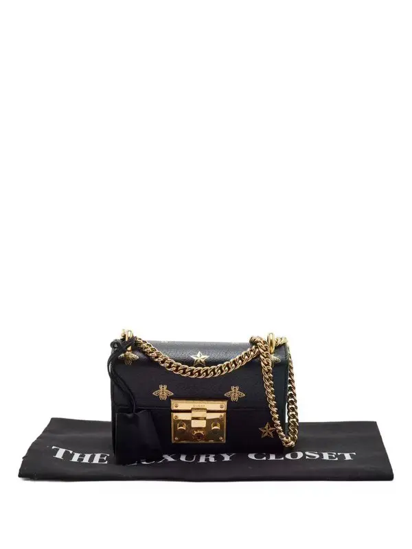 Gucci Small Padlock Bee And Star Shoulder Bag - Black