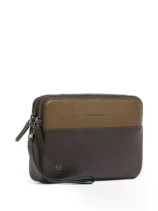 PIQUADRO Two-tone Leather Clutch Bag