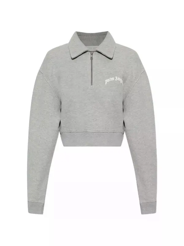 Palm Angels Cropped Quarter-zip Sweatshirt - Grey