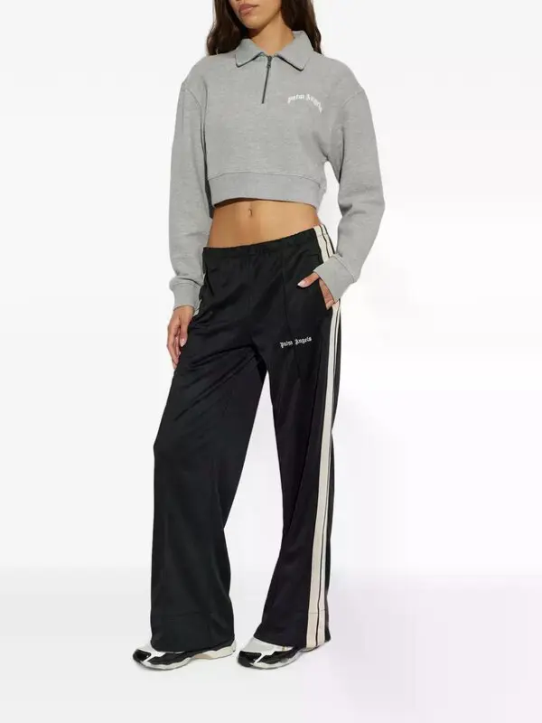 Palm Angels Cropped Quarter-zip Sweatshirt