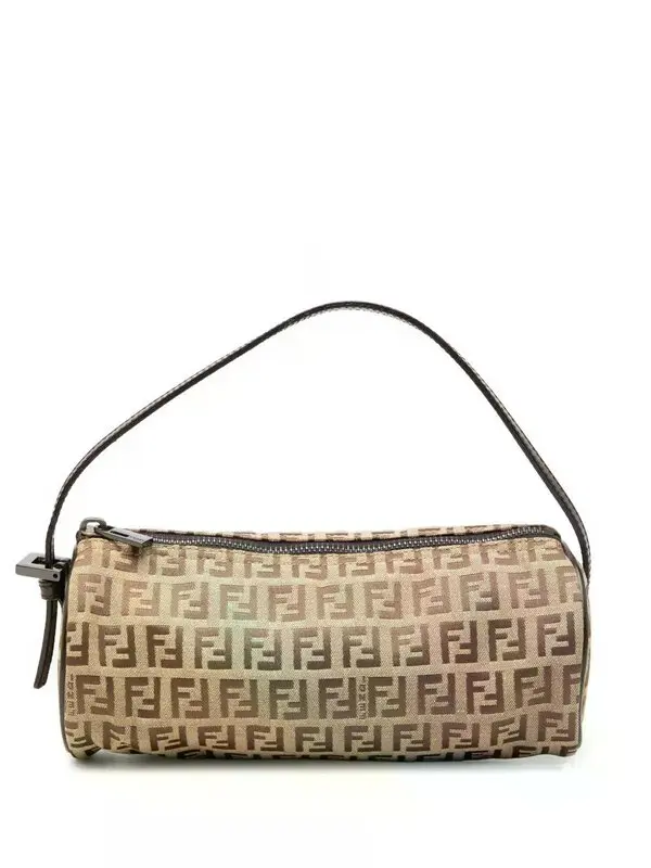 Fendi 2000-2010 Zucchino Canvas Barrel Pochette Handbag