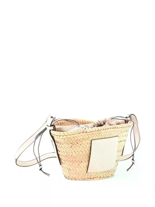 Loewe Drawstring Bucket Raffia And Leather Crossbody Bag