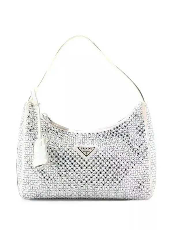 Prada Re-edition 2000 Crystal Embellished Satin Mini Hobo Bag