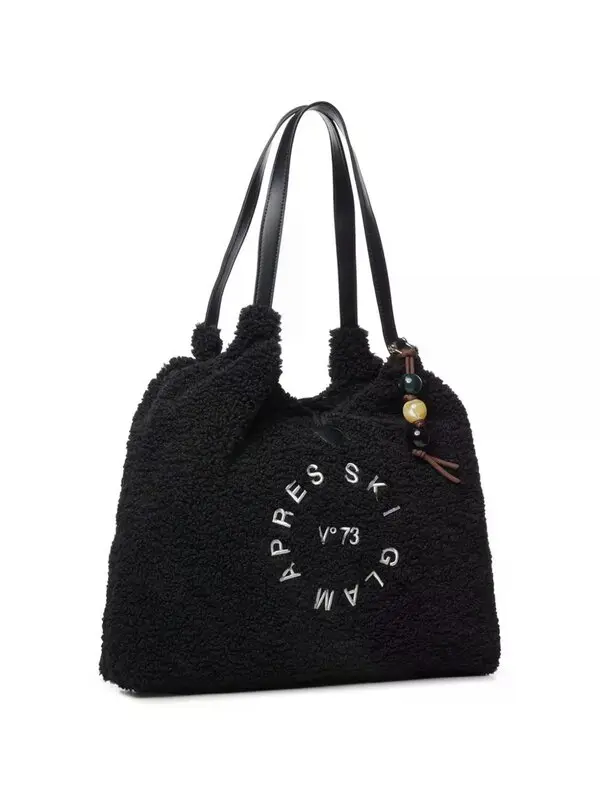 V°73 Ski Glam Embroidered Teddy-effect Shoulder Bag - Black