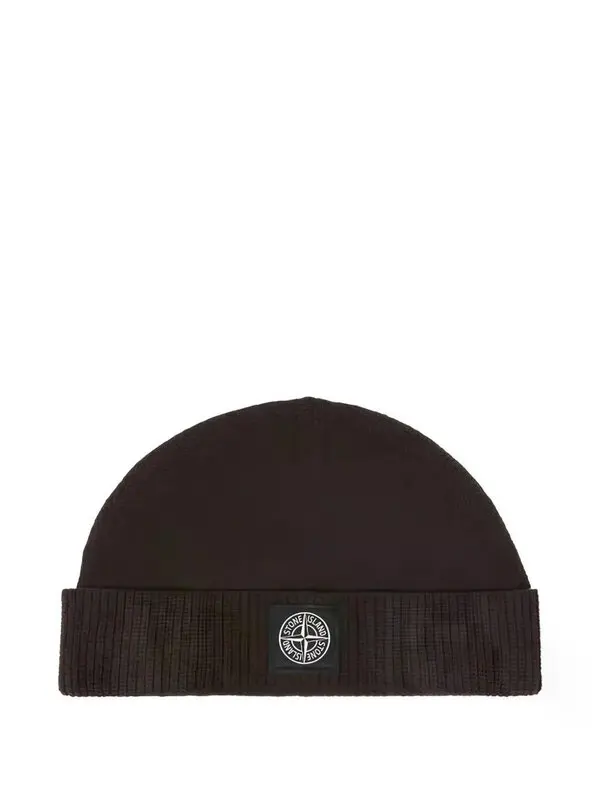 Stone Island N100007 Plush Stitch Stretch Rws Wool Beanie - Brown