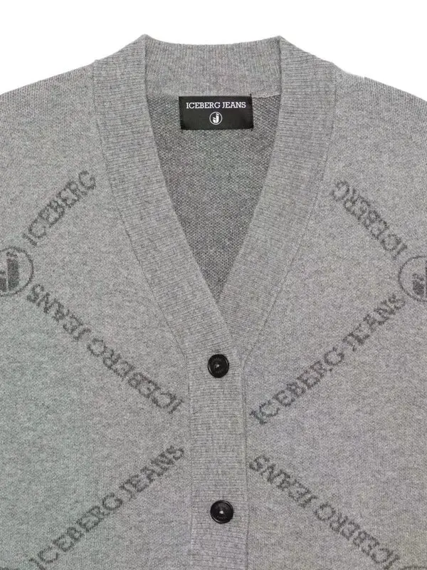 Iceberg Logo-intarsia Knit Cardigan