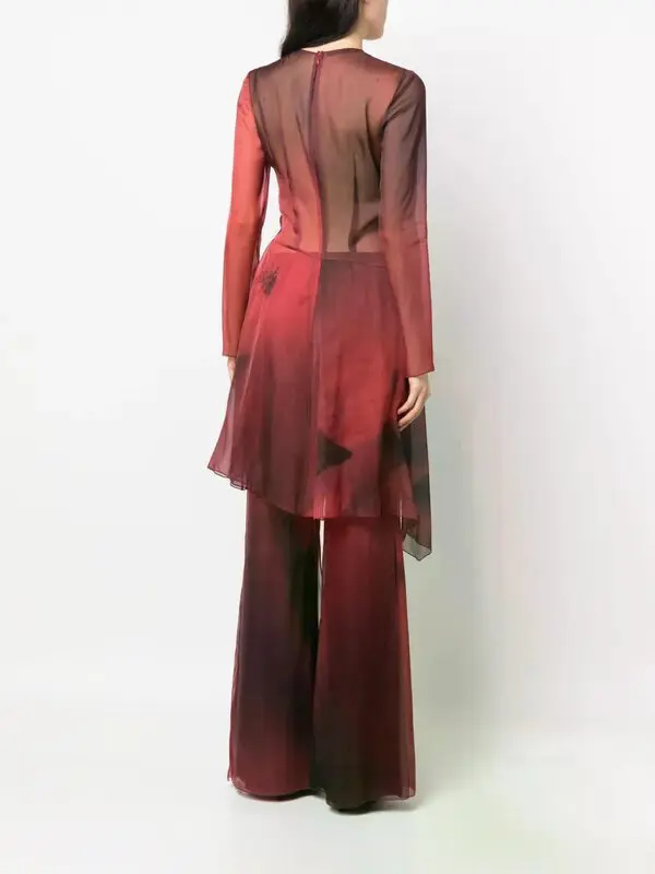 Alberta Ferretti Semi-sheer Rose-print Blouse