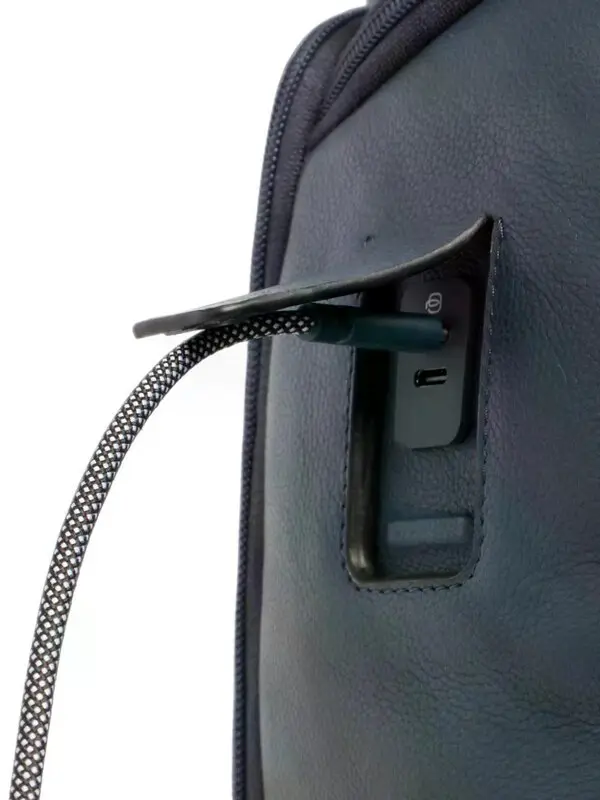 PIQUADRO Expandable Logo-plaque Leather Backpack