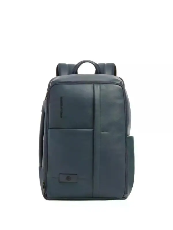 PIQUADRO Expandable Logo-plaque Leather Backpack - Blue