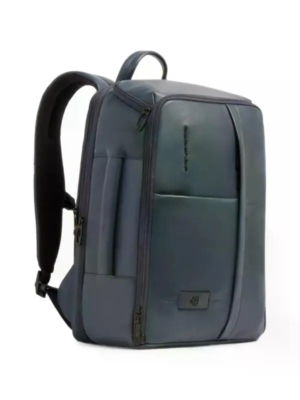 PIQUADRO Expandable Logo-plaque Leather Backpack