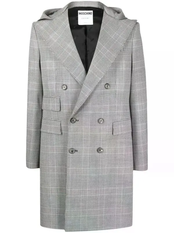 Moschino Double-breasted Plaid-check Coat