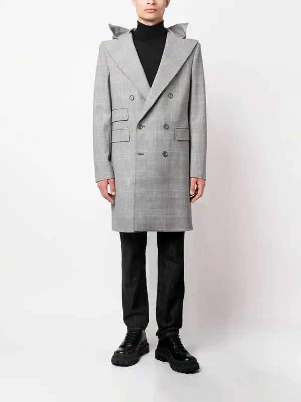 Moschino Double-breasted Plaid-check Coat