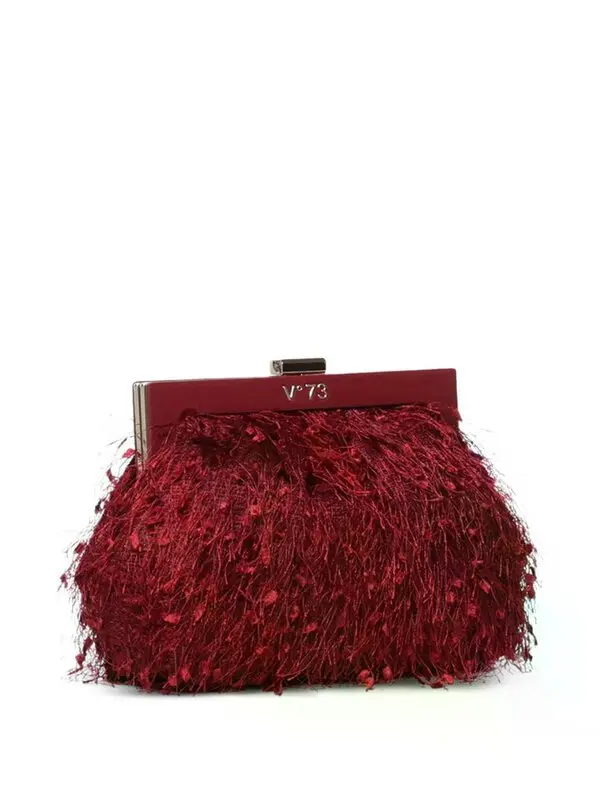 V°73 Feather-effect Clutch Bag - Red