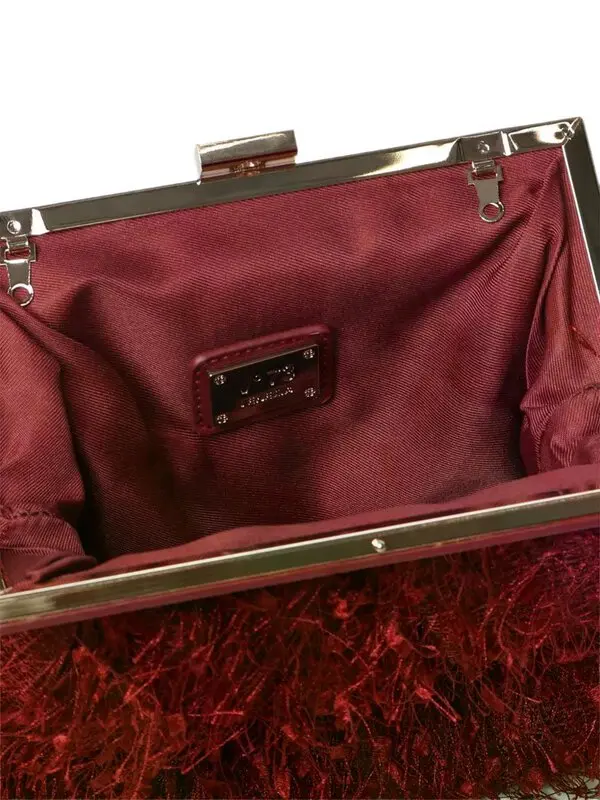 V°73 Feather-effect Clutch Bag - Red