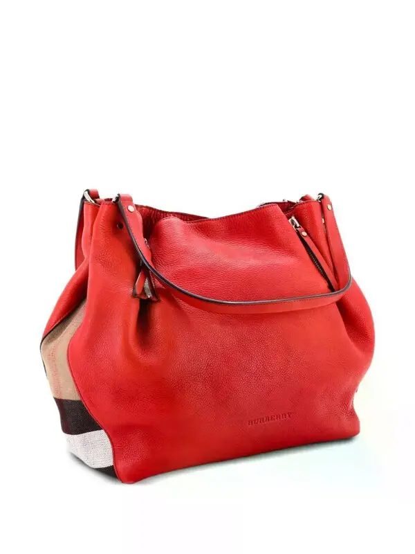 Burberry Maidstone Leather And House Check Canvas Medium Tote Bag