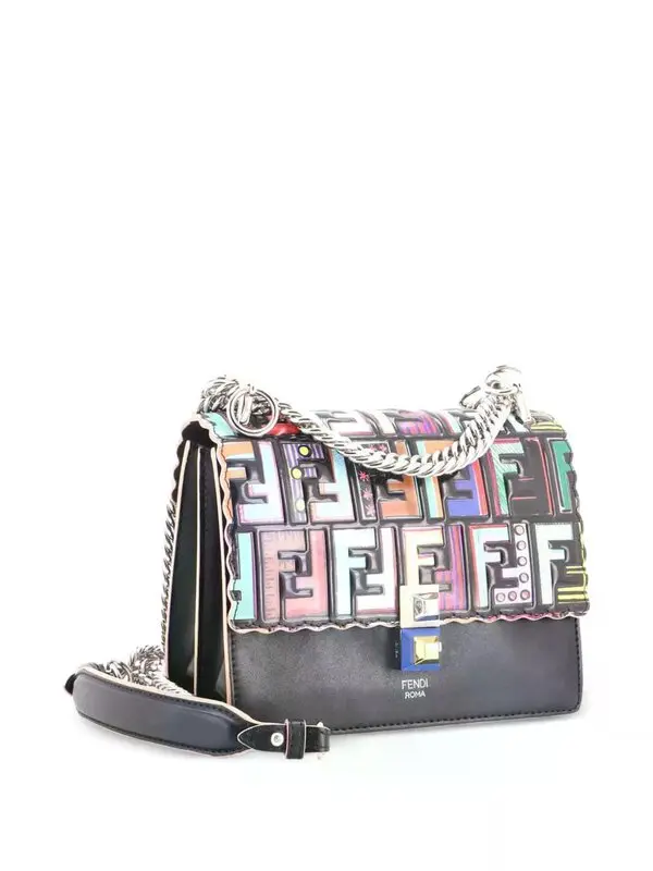 Fendi Kan I Bag Zucca Embossed Patent And Leather Small Crossbody Bag