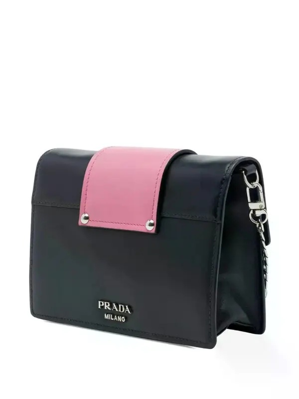 Prada 2010-2026 City Calf Crystal Embellished Ribbon Bag Crossbody Bag - Black