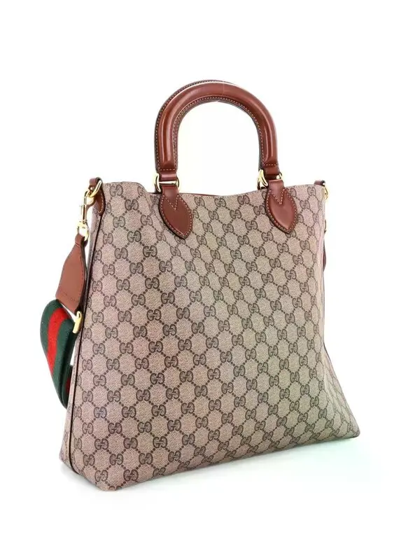 Gucci Reversible Web Gg Coated Canvas Tote Bag - Brown