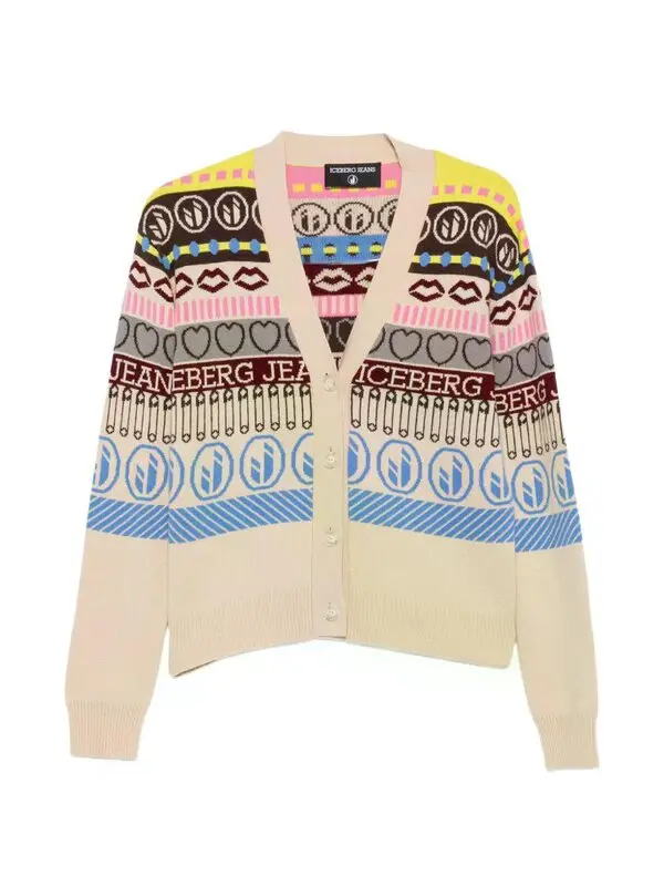 Iceberg Intarsia-knit Logo-print Cardigan