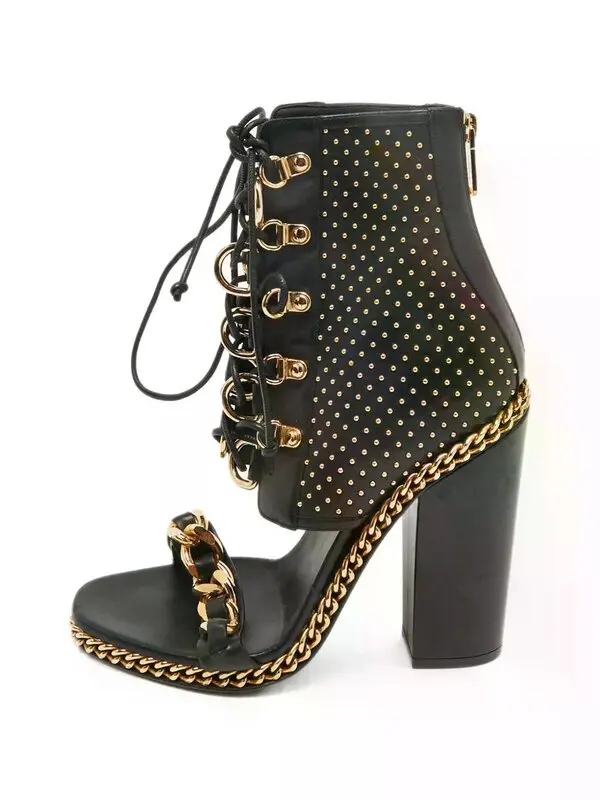 Balmain Studded Open-toe Ankle Boots