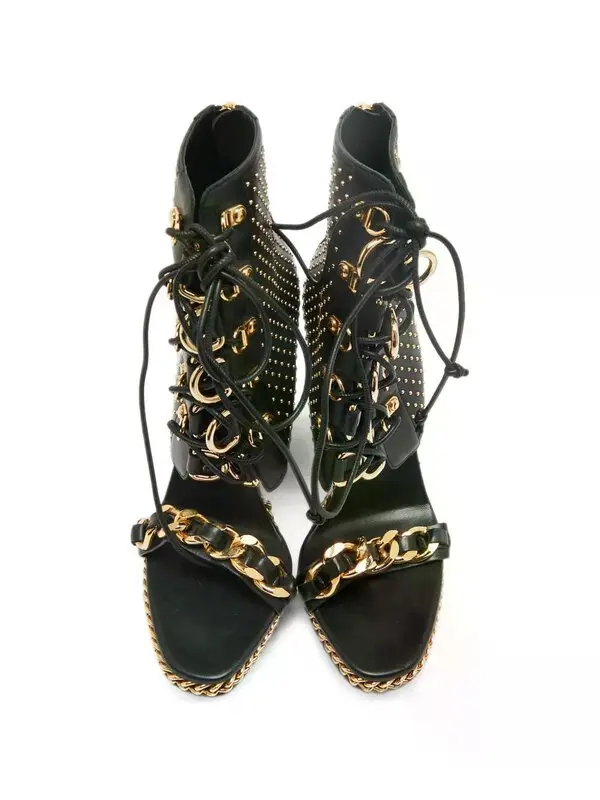 Balmain Studded Open-toe Ankle Boots