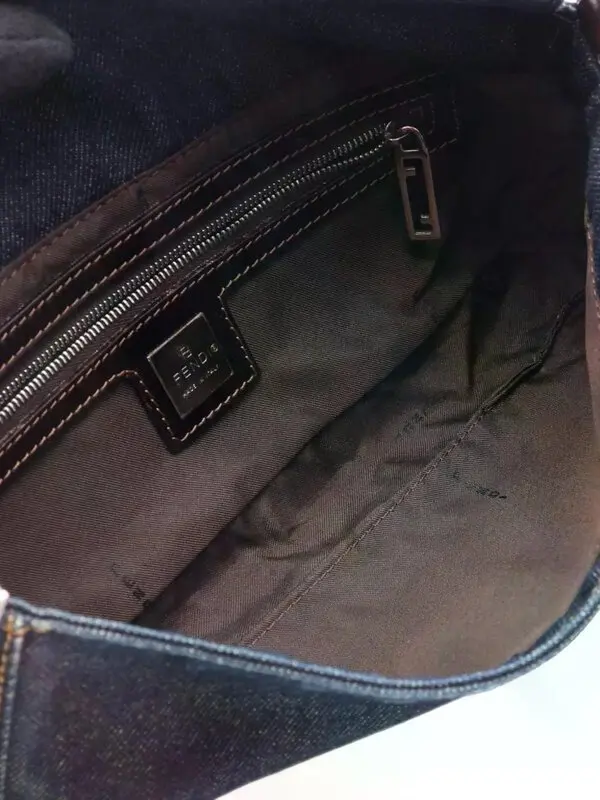 Fendi 2000s Logo Denim Shoulder Bag