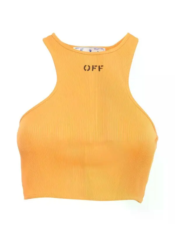 Off-White Off Stamp Print Ribbed Crop Top