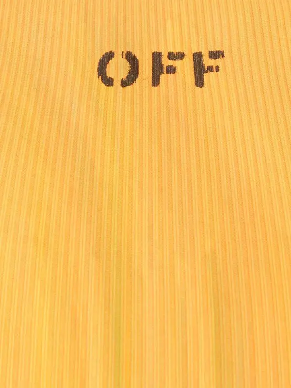 Off-White Off Stamp Print Ribbed Crop Top