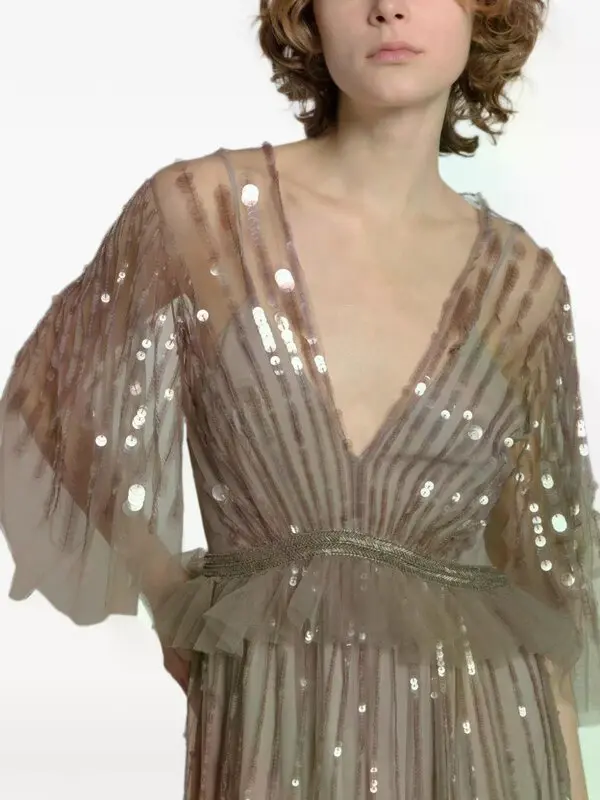 Alberta Ferretti Sequin-embellished Ruffled Maxi Dress
