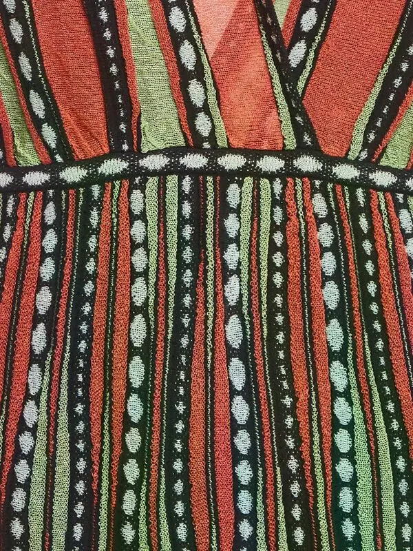 Missoni Sleeveless V-neck Patterned A-line Midi Dress