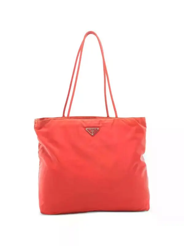Prada 2000s Triangle Logo Tote Bag