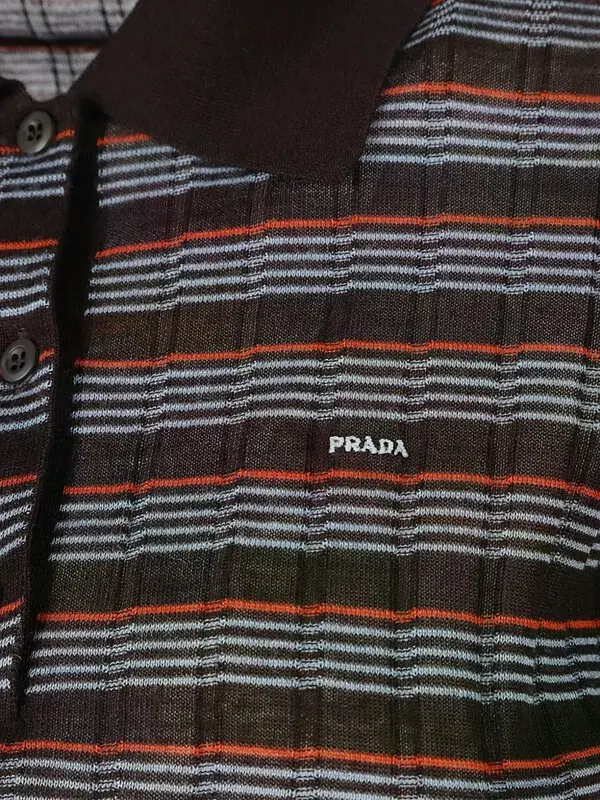 Prada Striped Cashmere And Silk Polo Shirt