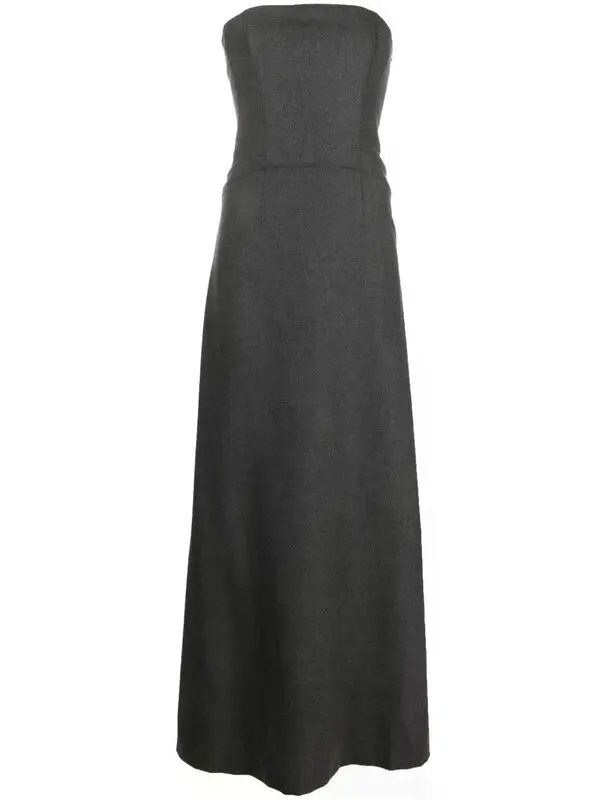 Alberta Ferretti Bustier Flannel Maxi Dress