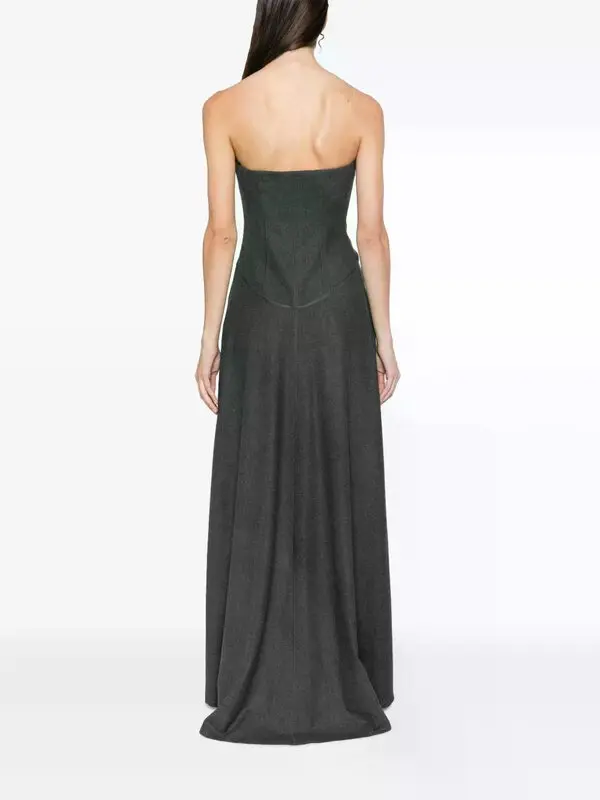 Alberta Ferretti Bustier Flannel Maxi Dress