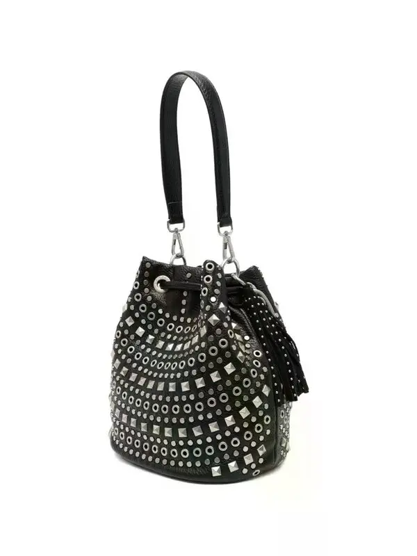 LA CARRIE Solid Stud-embellished Bucket Bag