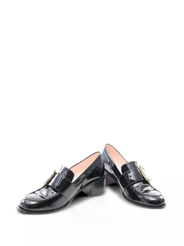 ROGER VIVIER Viv Ranger Strass Buckle Loafers - Black