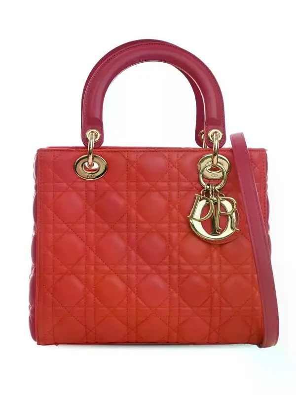 Dior 2014 Medium Bicolor Lambskin Cannage Lady Satchel