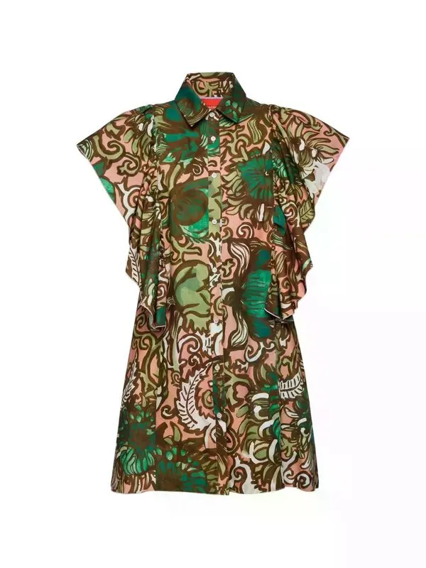 La DoubleJ Scooter Ruffled Cotton Mini Dress - Neutrals